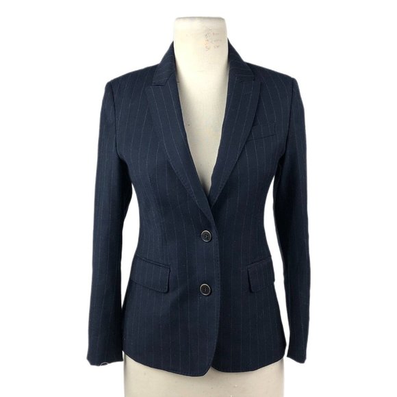 Uniqlo | Jackets & Coats | Ines De La Fressange Paris X Uniqlo Navy Blue Pinstriped Wool Blend ...